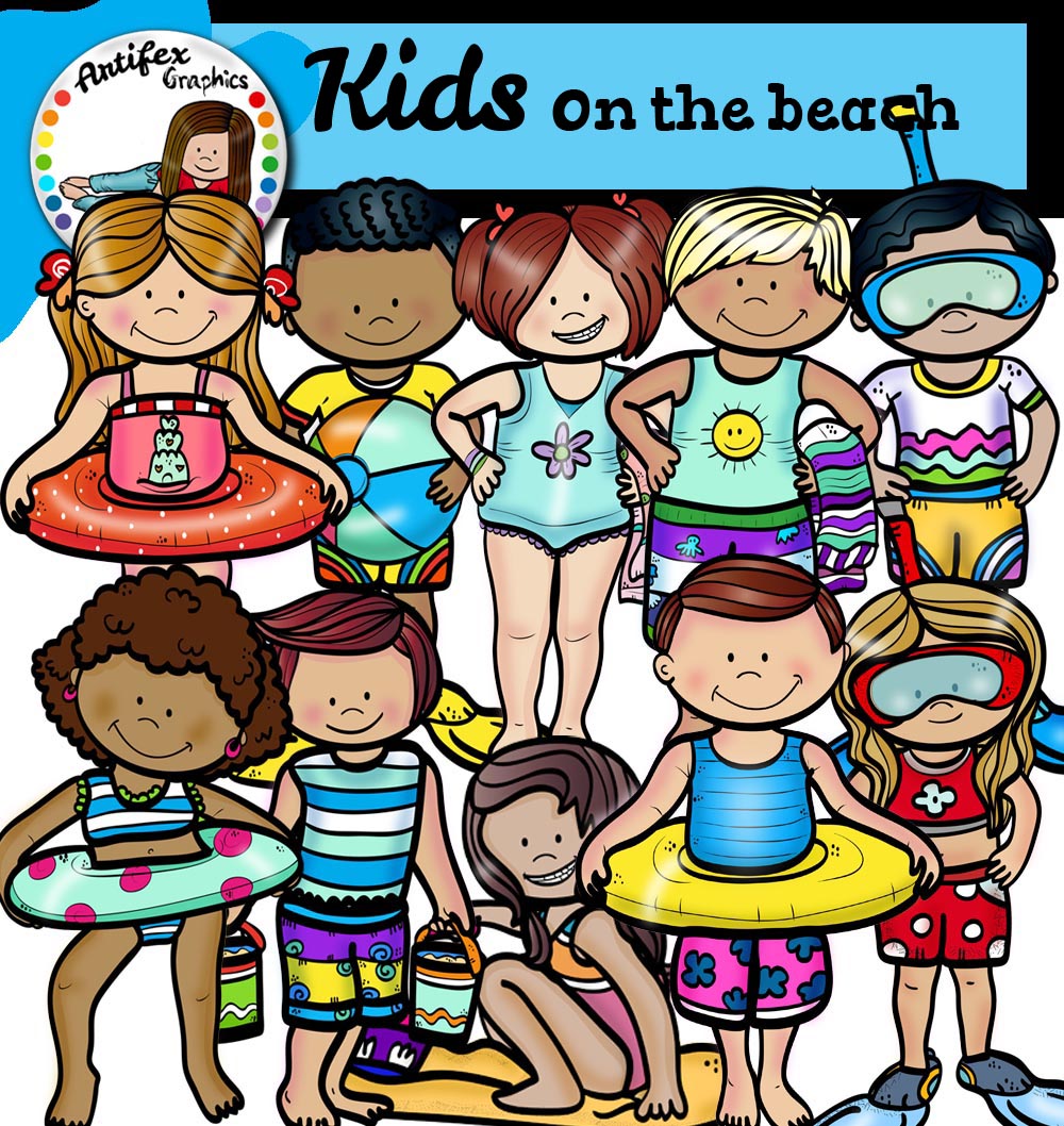 Kids Beach Clip Art
