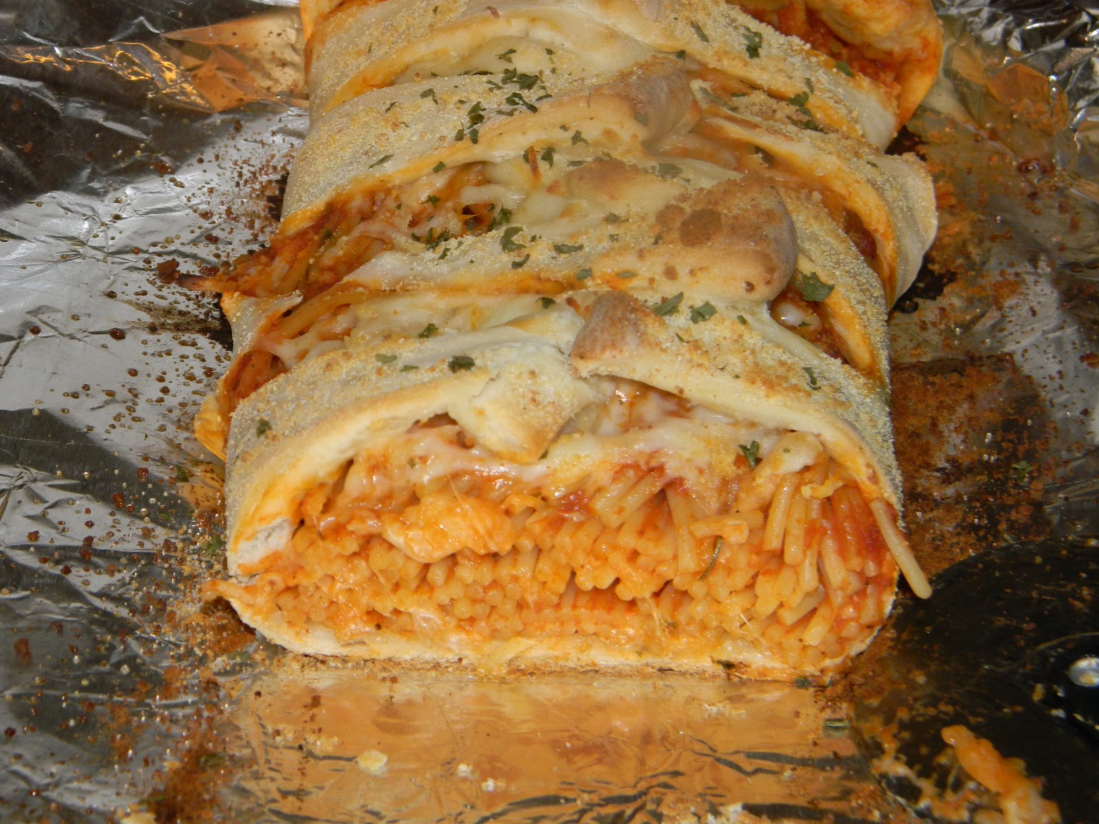 Growing to Four: Baked Spaghetti Bread