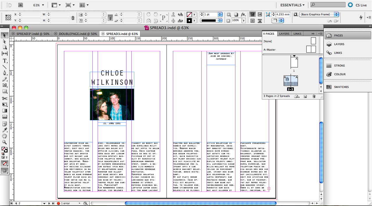 Design Practice: InDesign...Chloe Double Page Spread.