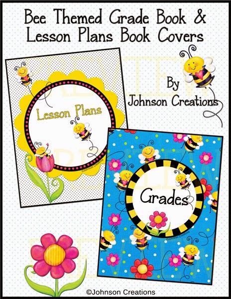 Johnson Creations: Bee Themed Grade Book and Lesson Plans Book Covers