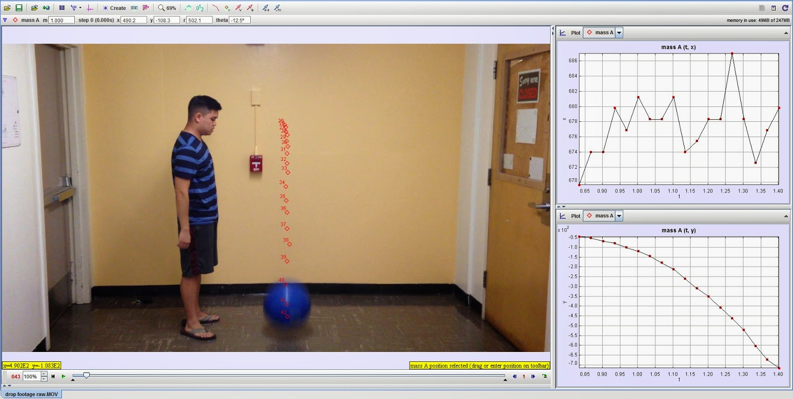 Jonathan Chu's Physics of Animation Blog: Tracker Video Analysis of Falling