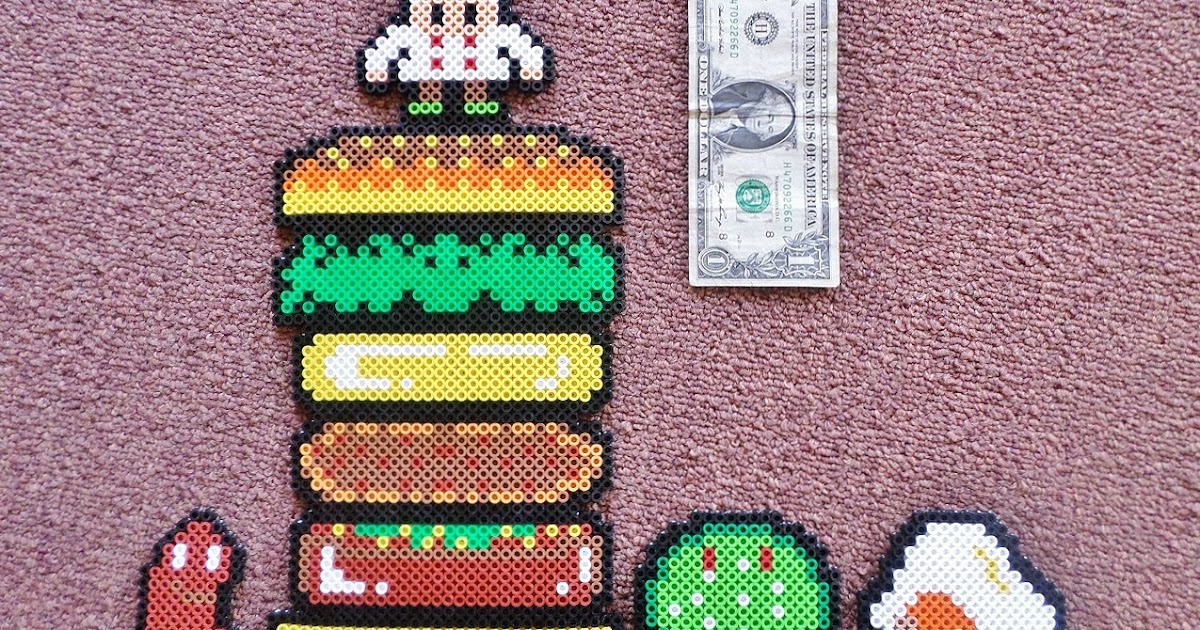Long Black Fingers : Burger Time Perler Beads