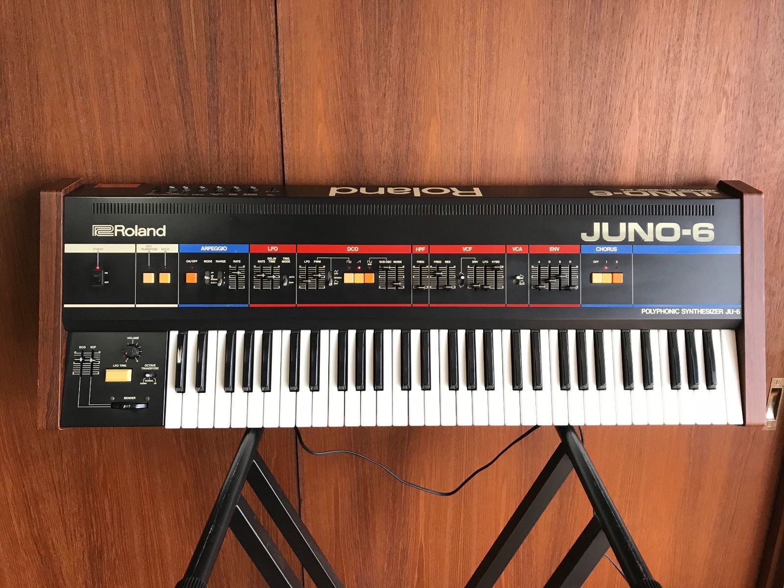 MATRIXSYNTH: Roland Juno-6 polyphonic analog synthesizer ju-6 w/ case SN 160885
