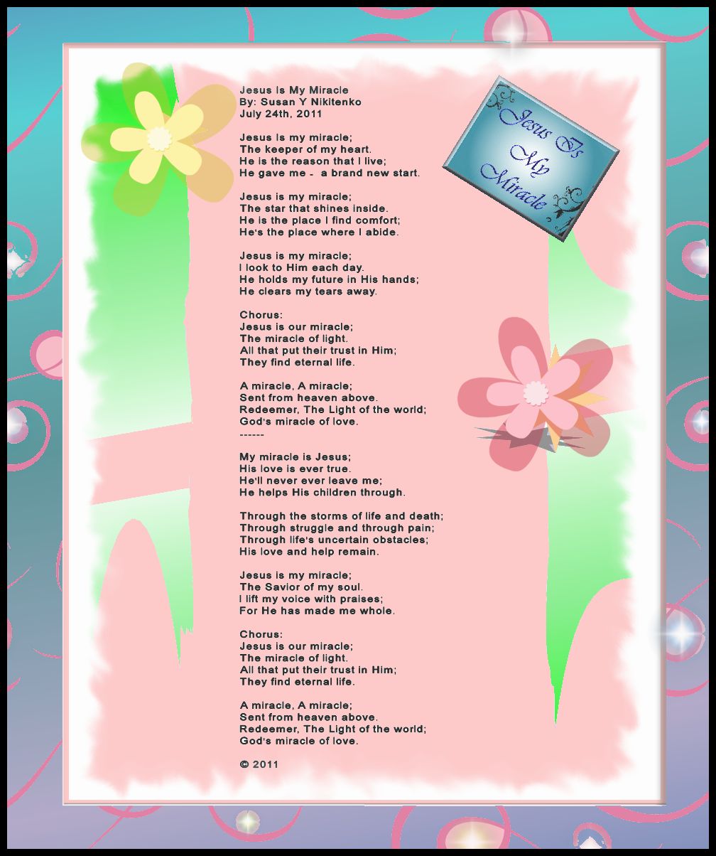 Jesus Is My Miracle - Poem Poster