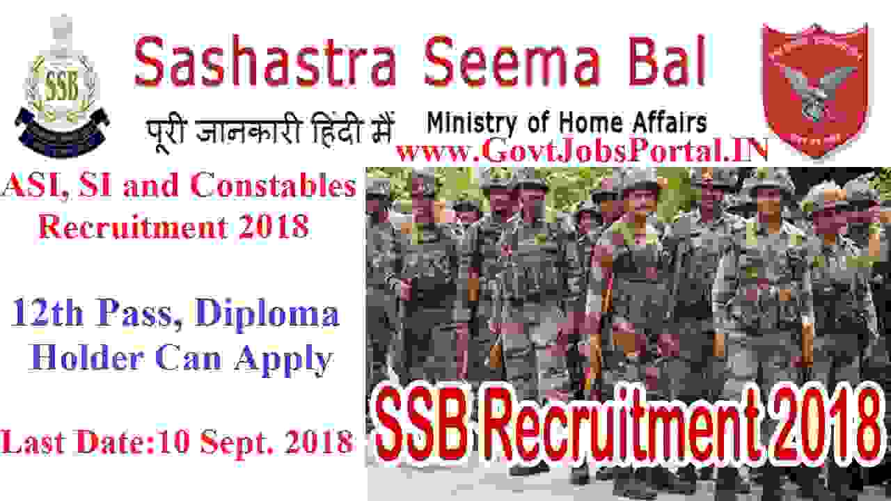 SSB Recruitment for 181 ASI, SI & Constable Posts 2018 - Sashastra ...