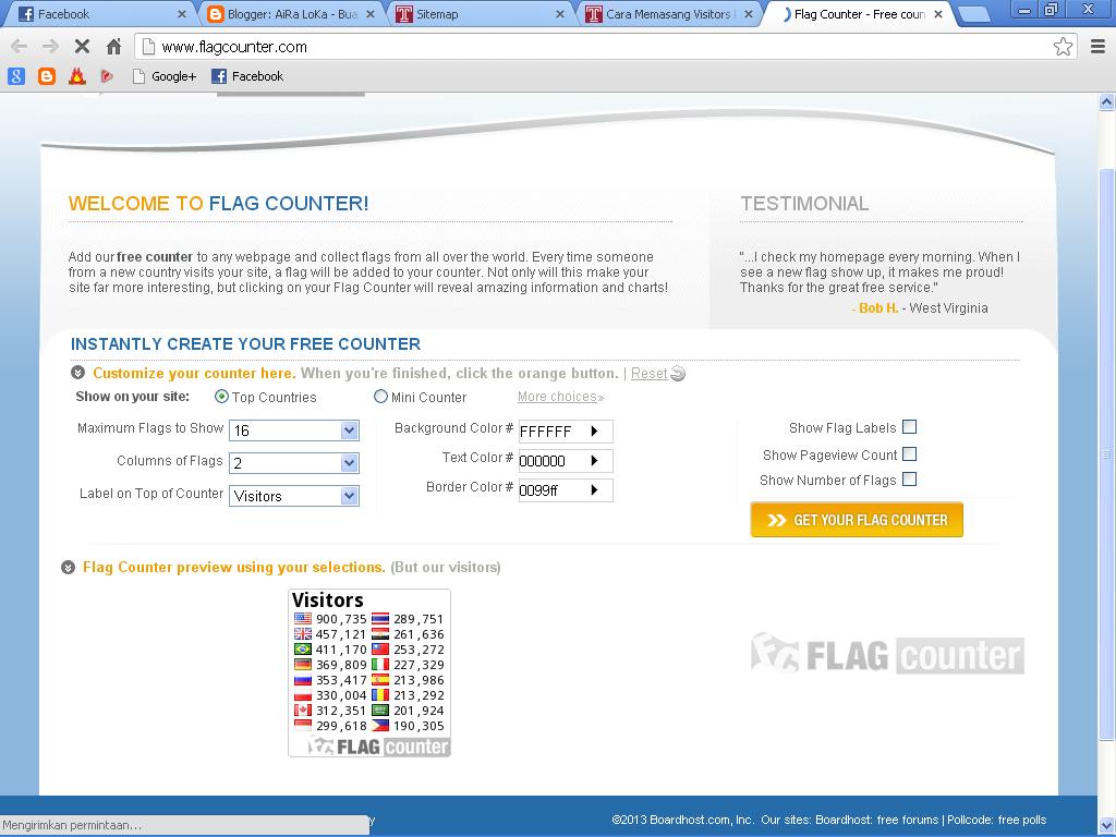 Cara Memasang Widget Flag Counter ~ AiRa LoKa