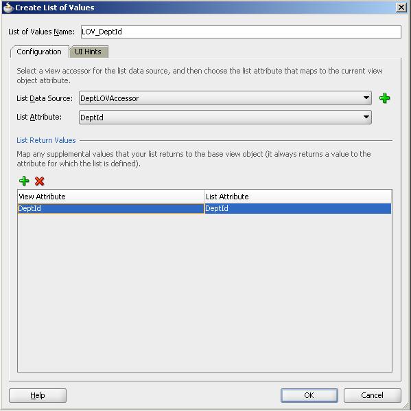 Create List of Values - LOV in Oracle ADF