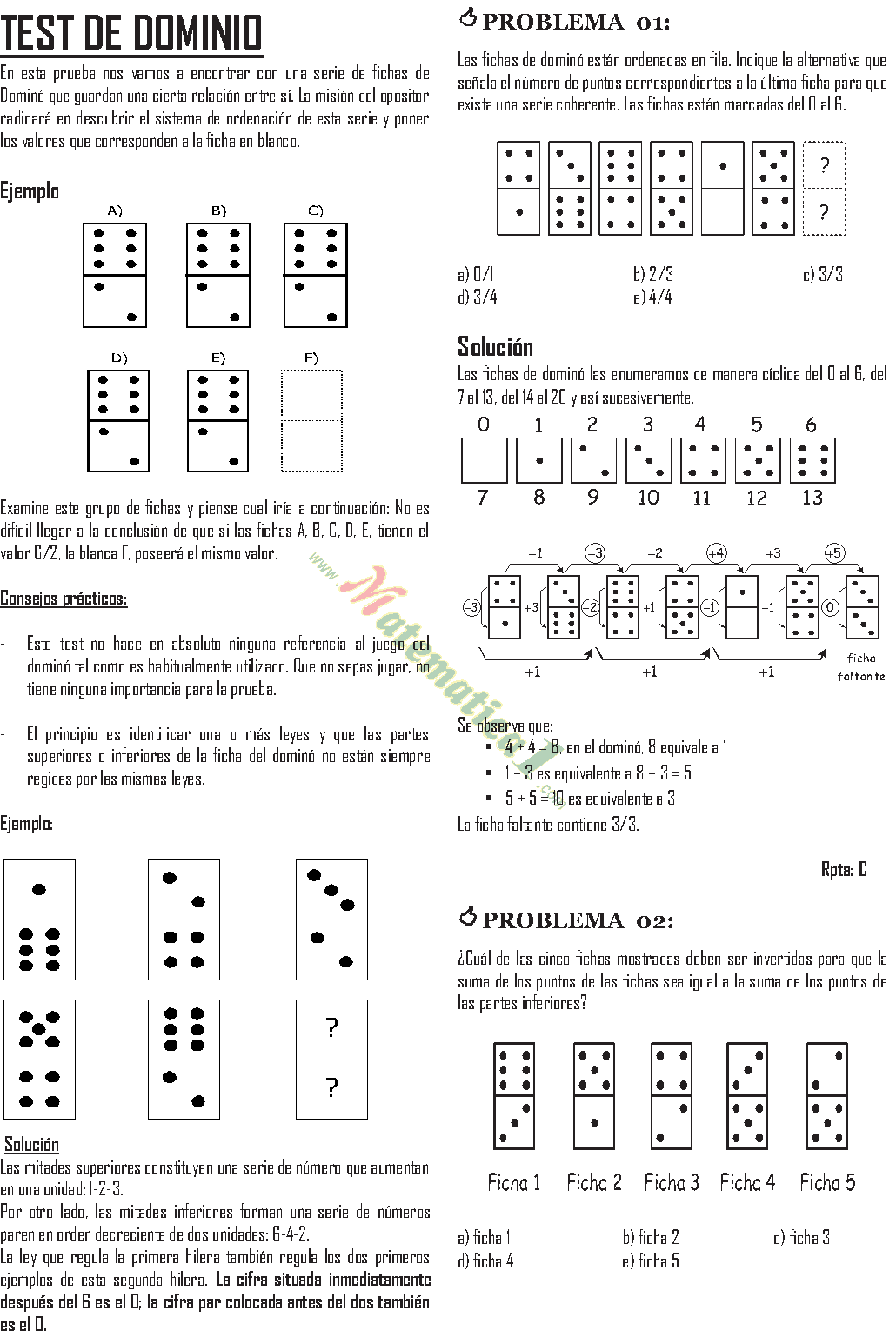 PRUEBA DE DOMINÓ DESARROLLADA CON CLAVES Y RESPUESTAS PDF