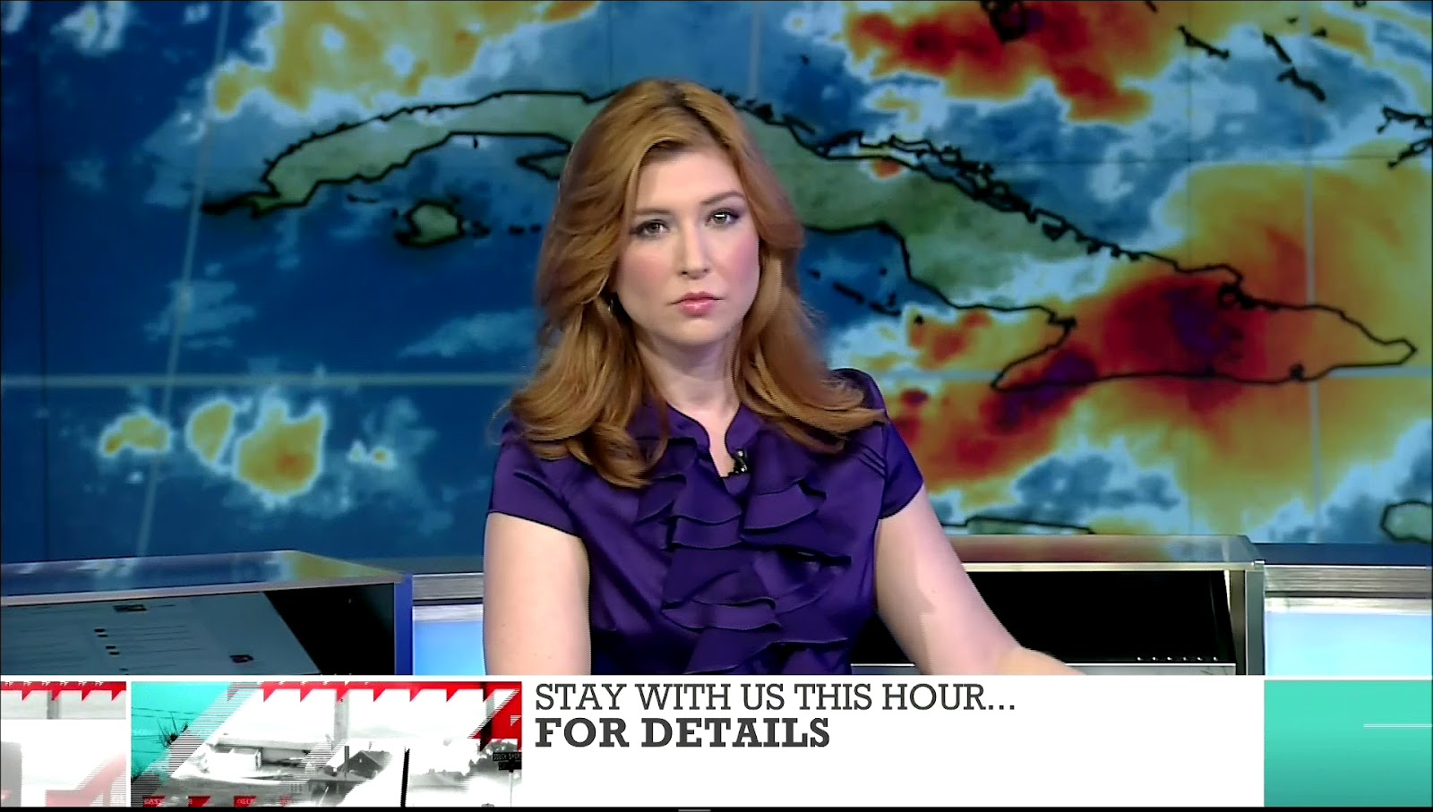 Ladies in Satin Blouses: Danielle Banks - purple satin ruffled blouse