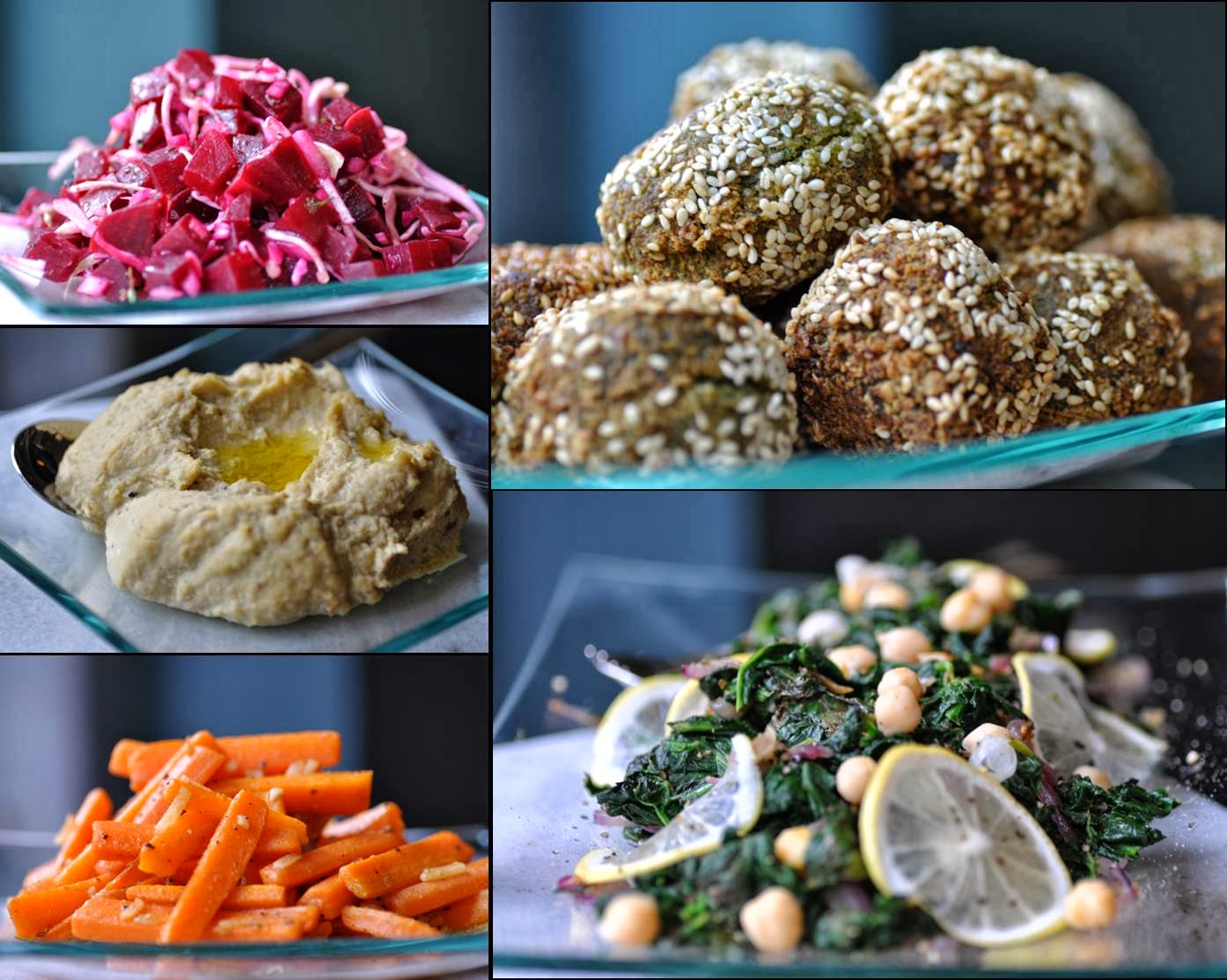 Orientalische Gemüseplatte mit Falafel und Hummus - Kubiena - Kochblog