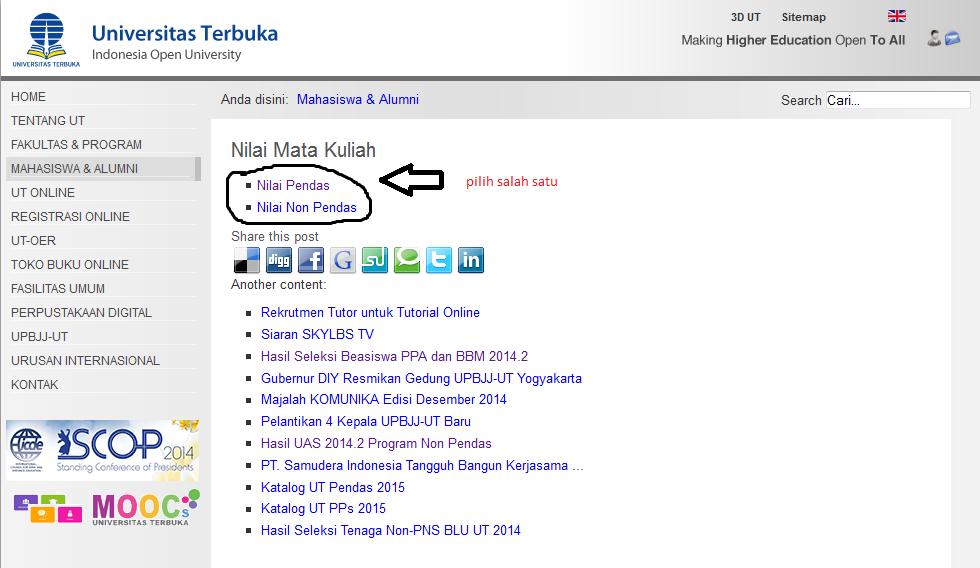 Cara Cek Nilai | Cek Nilai Universitas Terbuka