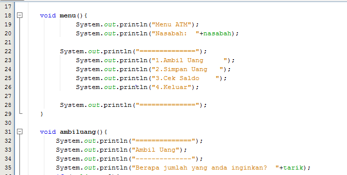 Playground Of Words: Program sederhana ATM(Anjungan Tunai Mandiri) Java ...