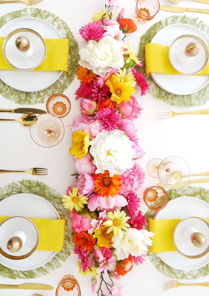 DIY Floral Table Runner - Party Ideas | Party Printables Blog
