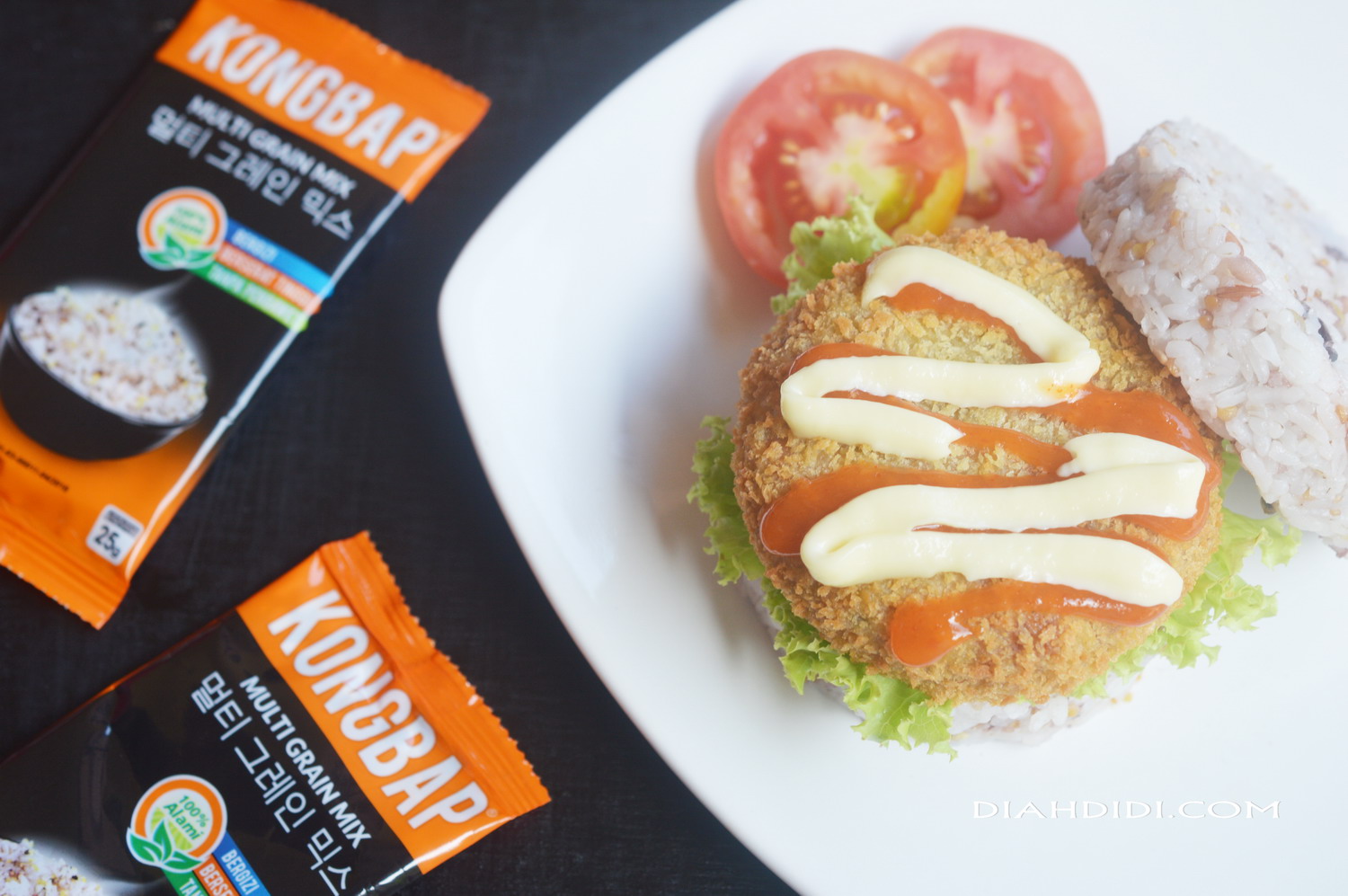 Diah Didi's Kitchen: Burger Nasi Kongbap Isi Daging & Tempe