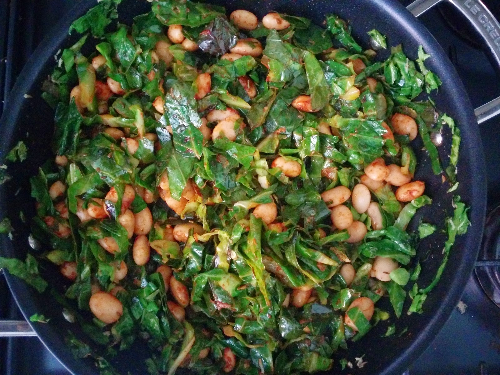 Vegetarian Food FTW: Smoky spring greens with butter beans (lima beans)