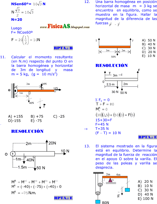 ESTÁTICA EJERCICIOS DESARROLLADOS IMPRIMIR GRATIS ~ FISICA PROBLEMAS ...