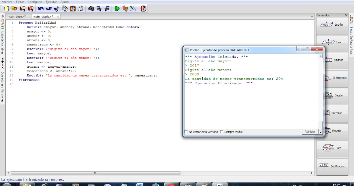 Portafolio Juan Martinez IU Pascual Bravo: Pruebas de escritorio de los ejemplos y PSeInt