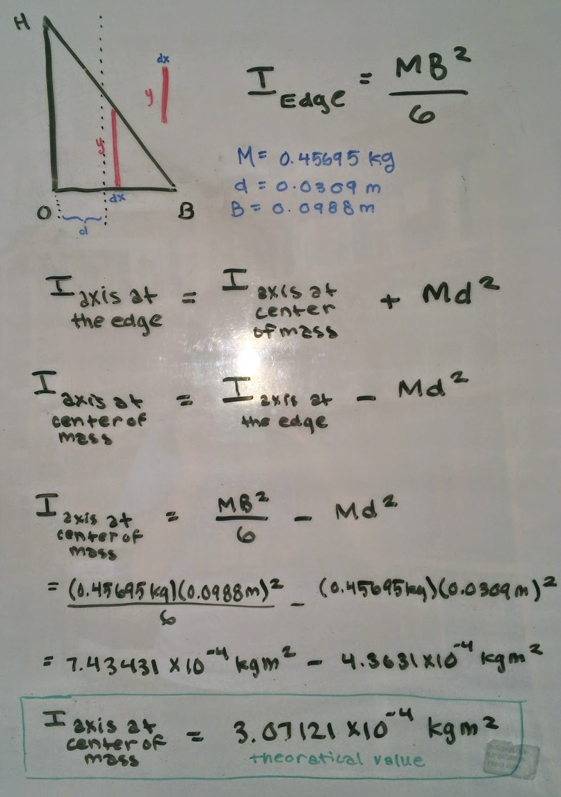Phys4A F14 lrodriguez: Triangle's Moment of Inertia (about its center ...