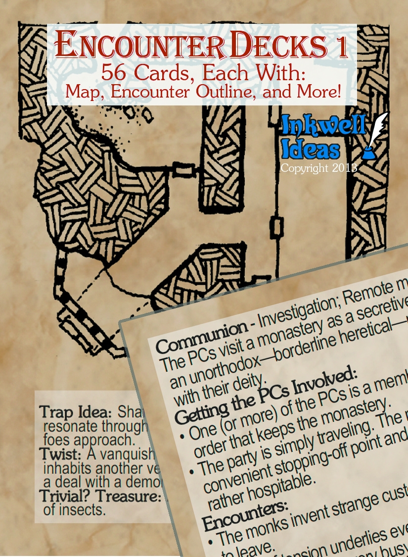 Tenkar's Tavern: RPGNow Deal of the Day - Encounter Decks 1 (Inkwell Ideas)