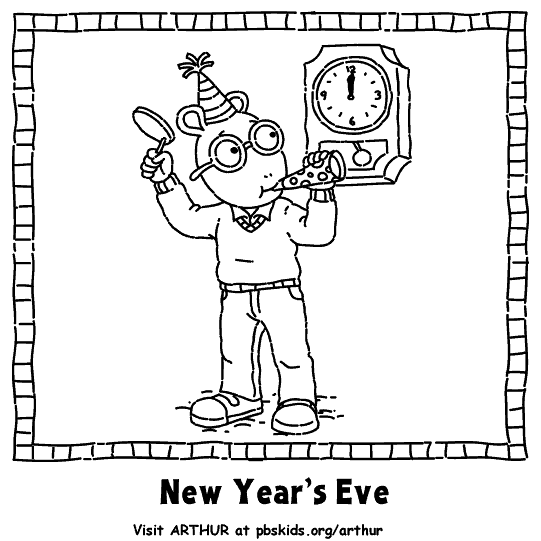 Coloring & Activity Pages: Arthur Celebrating New Year's Eve Coloring Page