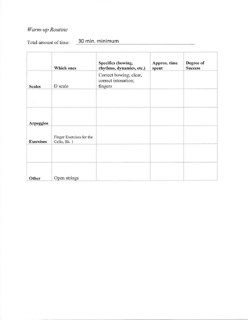 Cello Brained!: Cello Practice Log #1: A New Practice Plan