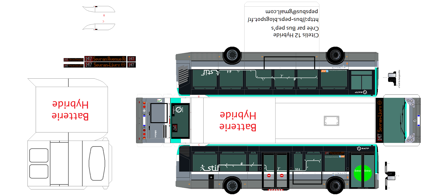 maquette papier: Bus RATP