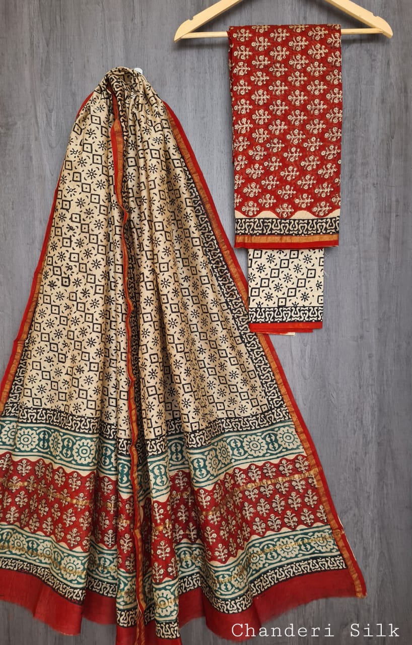 Chanderi silk dress materials