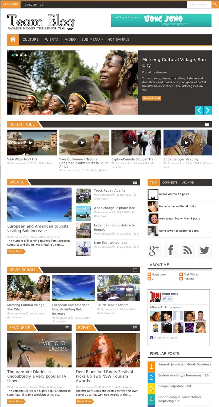 Team Blog Responsive Magazine Blogger Template Free Download