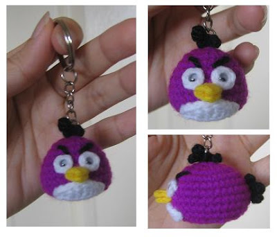 Welcome to TdcCrafts !: Crochet purple angry bird keychain pattern (small)
