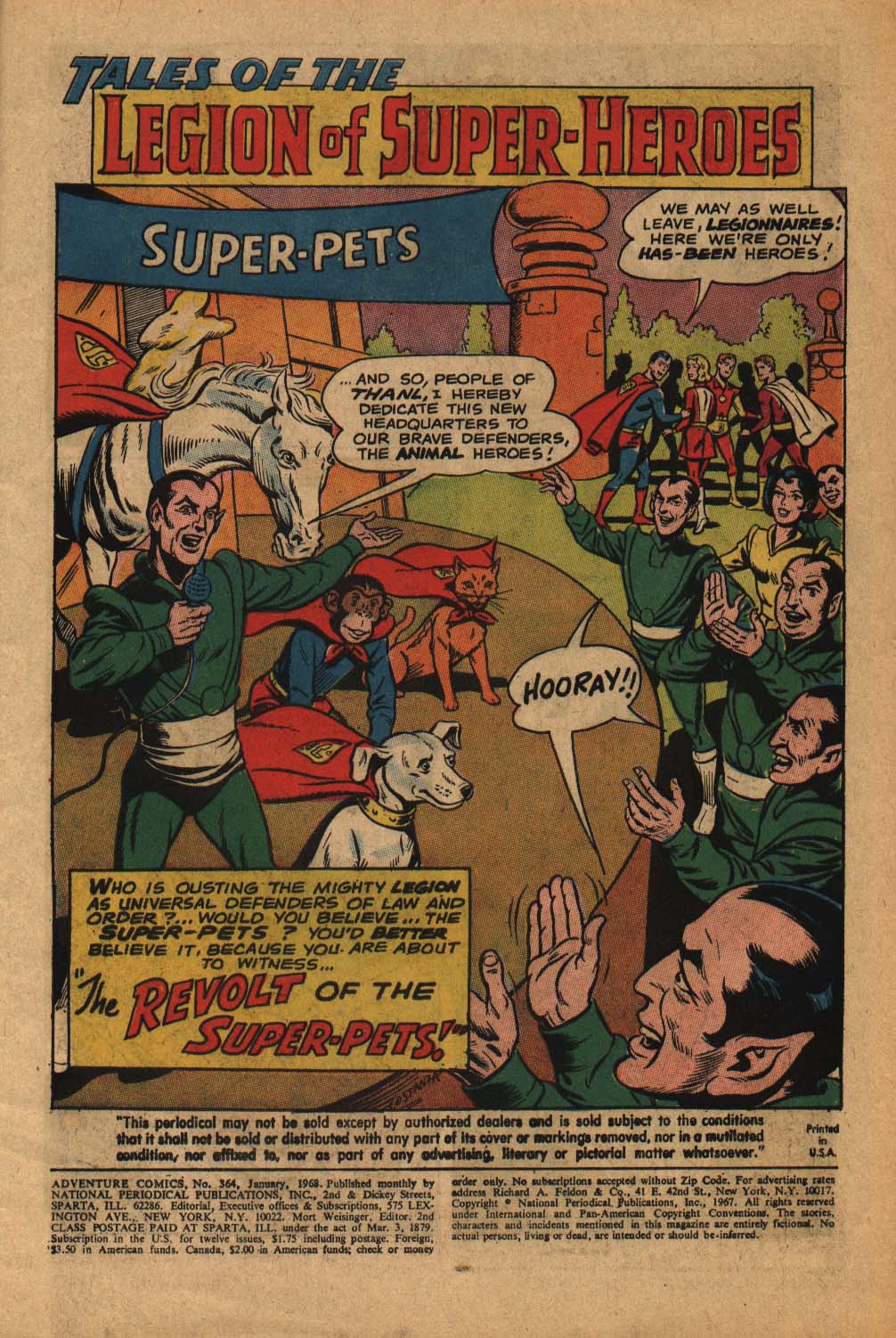 Days of Adventure: Adventure Comics # 364, January, 1968