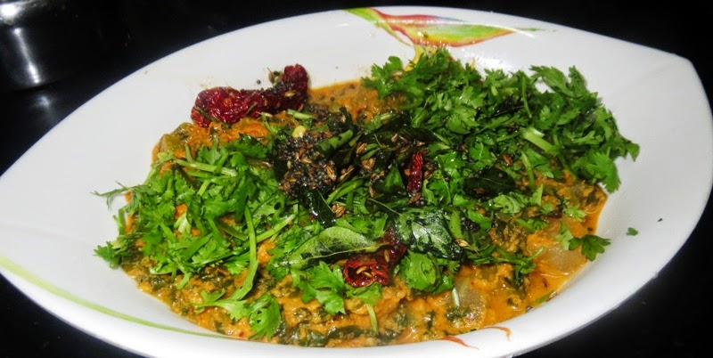 ಅಡಿಗೆ - Adige: Basale - Bajji Chilli Spicy Curry (Malabar Spinach)