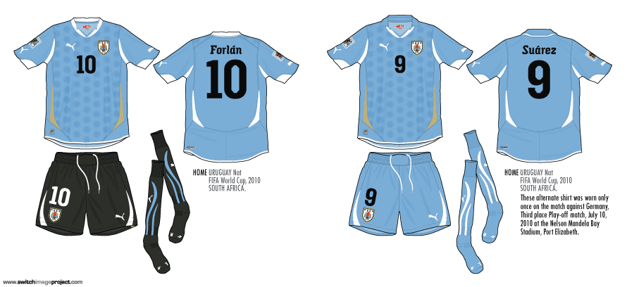 Football teams shirt and kits fan: Uruguay home 4th places WC2010 kits
