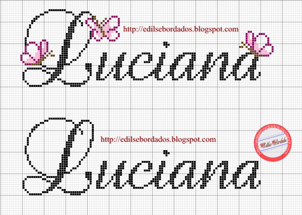 Luciana.JPG (976×696) | Nomes em ponto cruz, Letras em ponto cruz ...