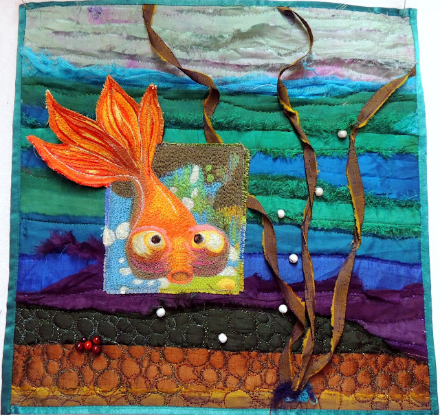 Up for A Challenge Art Quilts: CELESTIAL EYED GOLDFISH by Gladys Love