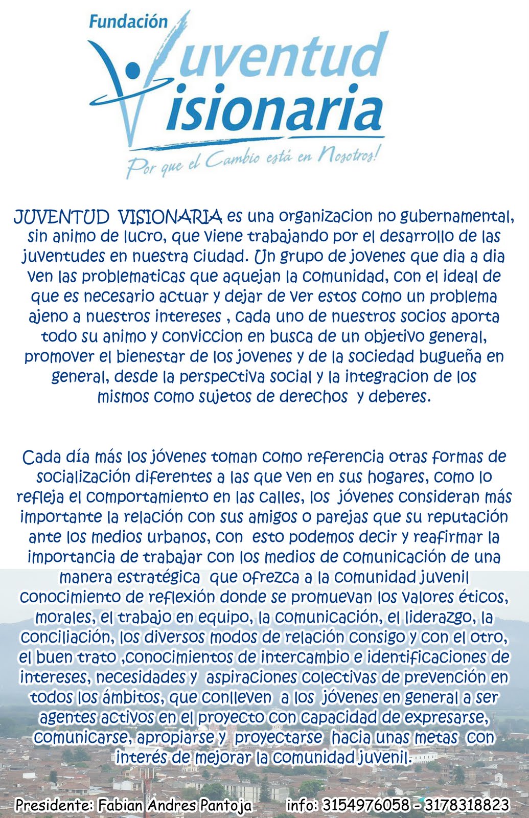 FUNDACION JUVENTUD VISIONARIA: Quienes Somos