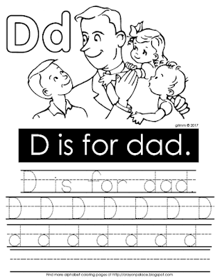 Crayon Palace: "D is for dad" alphabet coloring page