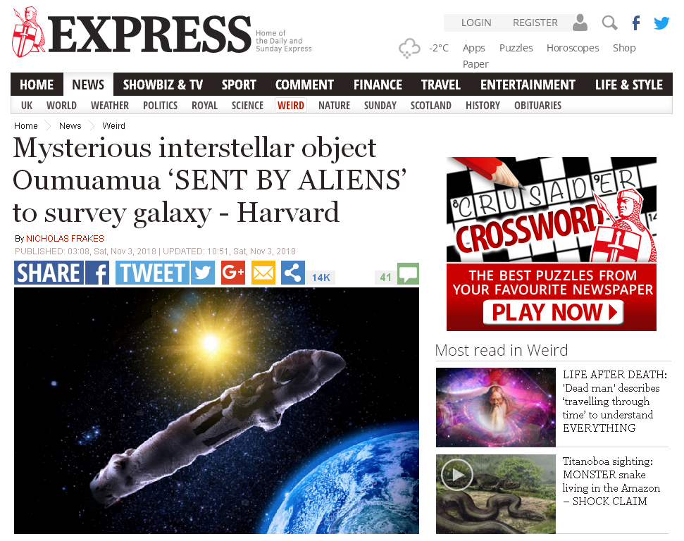 INFRAMUNDO: OUMUAMUA: ¿Un objeto diseñado para el viaje de ... INFRAMUNDO: OUMUAMUA: ¿Un objeto diseñado para el viaje de ...
