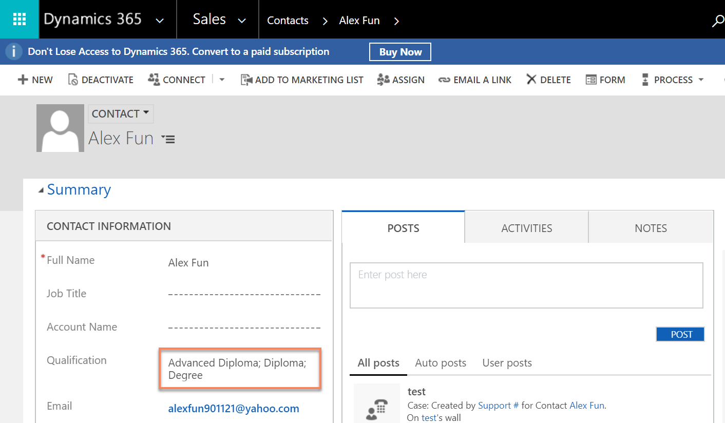 Dynamics 365 - CRM: Dynamics 365 - MultiSelect Option Set