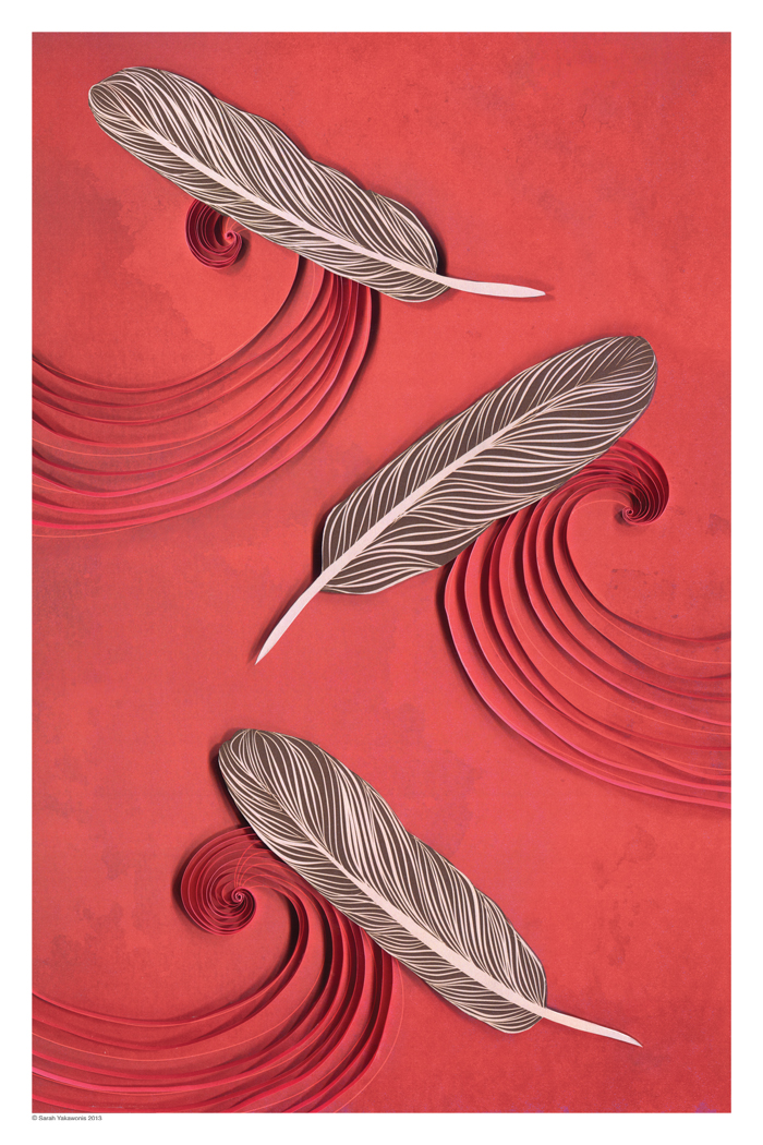 Yakawonis: Feathers in the wind - paper art