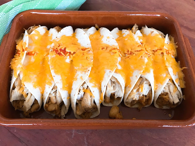 Baked Chicken Burritos with Rice and Beans