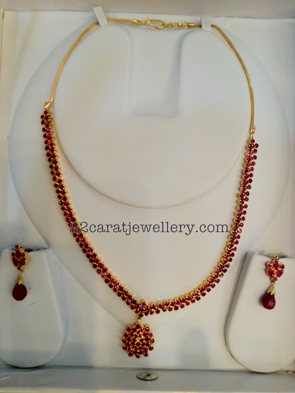 Ruby Set with Simple Light Weight Earrings - Jewellery Designs