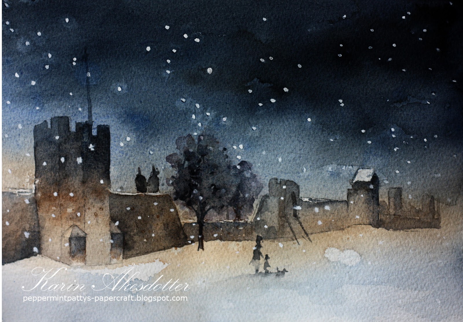Peppermint Patty's Papercraft: Sunday Watercolor: Visby in winter