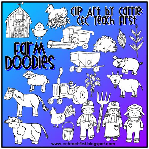 Clip Art by Carrie Teaching First: Farm Doodles Clip Art with FREEBIE