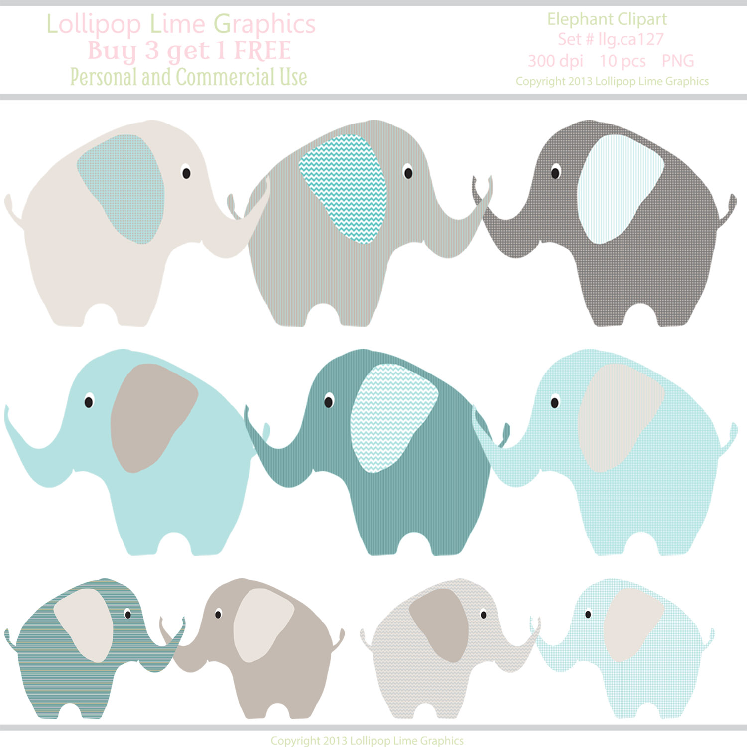 Lollipop Lime Graphics: Elephant Clipart