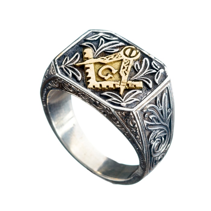 Parthenon Jewelry: Masonic Knight Templar Ring Silver and 18k Solid Gold