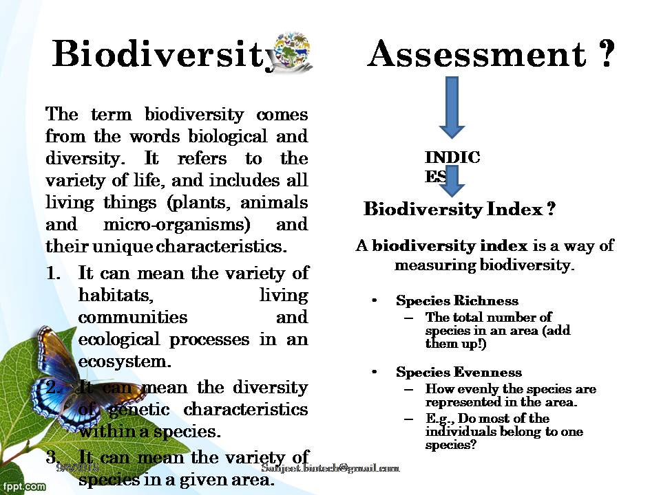 BIODIVERSITY ASSESSMENT WITH sanjeet.biotech@gmail.com