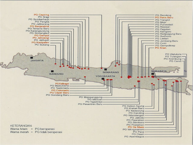 Java's Sugar Industry: Peta Pabrik Gula Indonesia