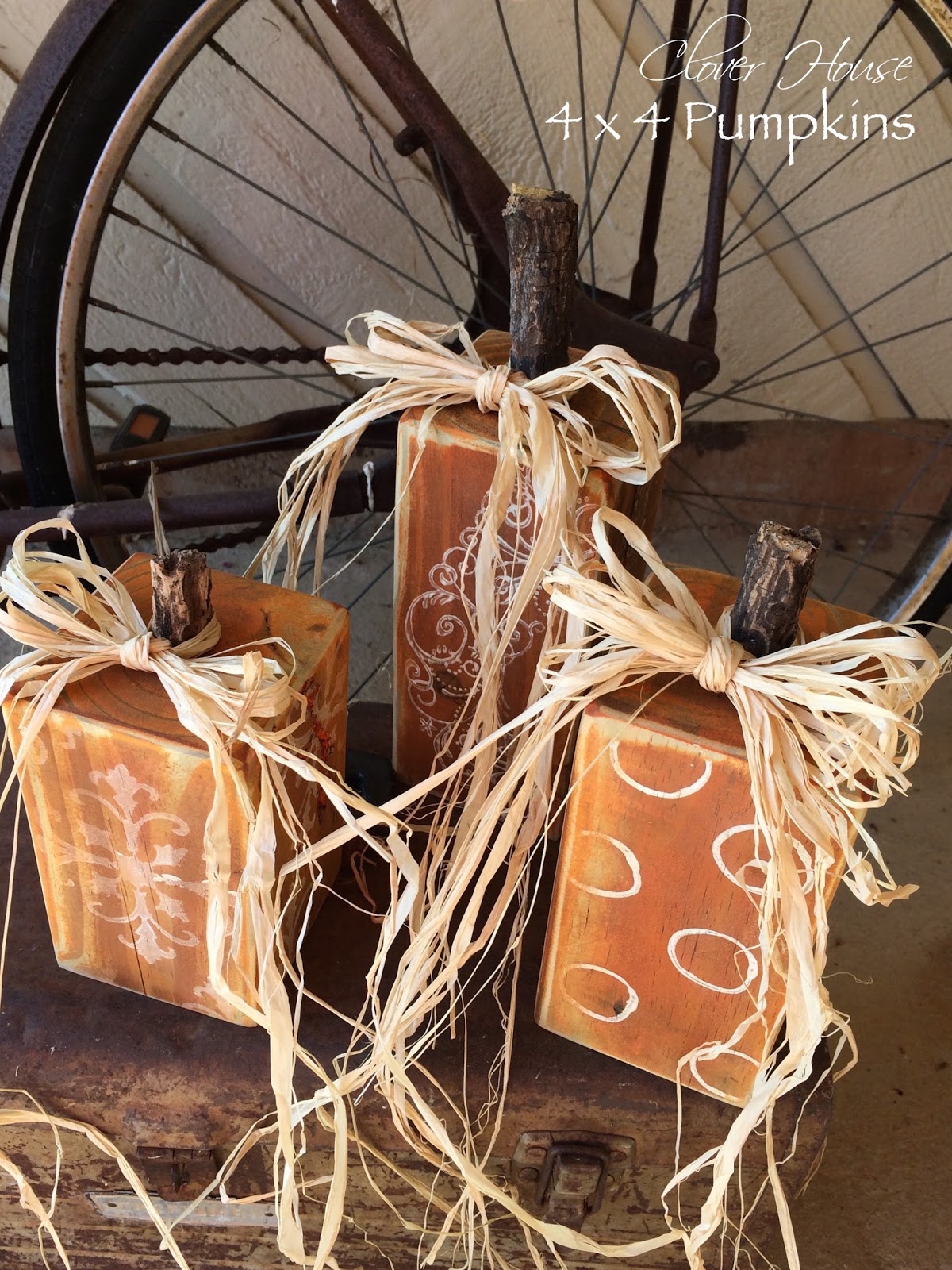 Clover House: 4 x 4 Pumpkins with Stamped Designs