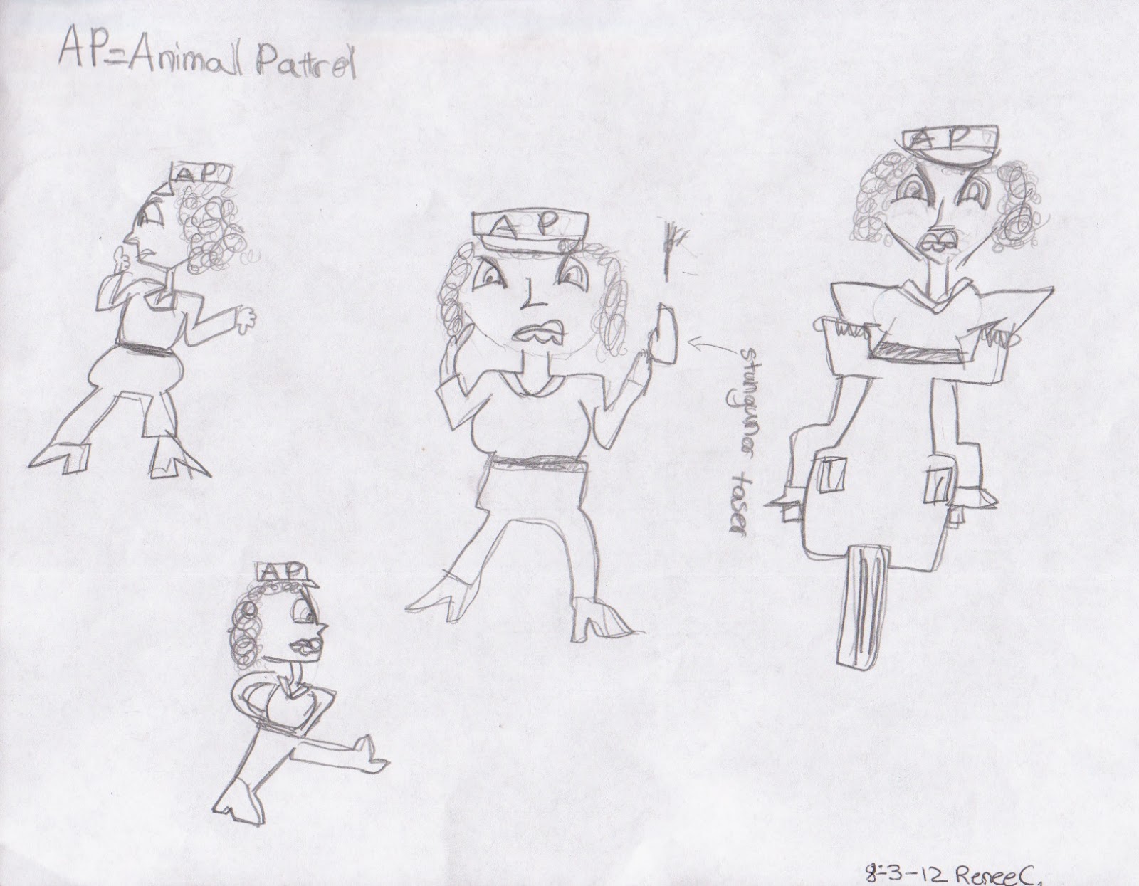 Renée's Gallery: Animal Control Lady Sketches
