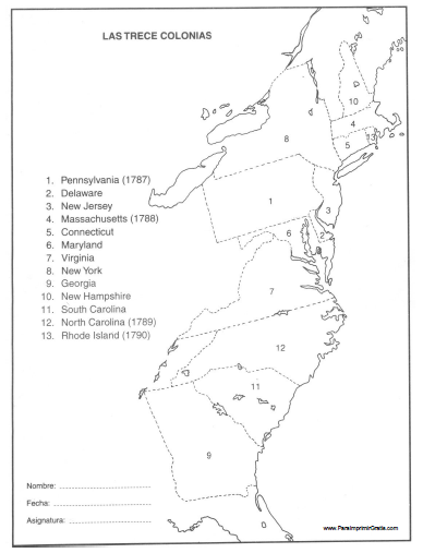 MAPA DE LAS 13 COLONIAS